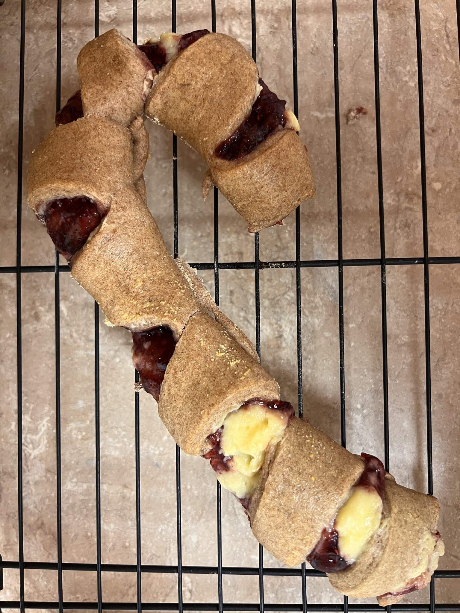 Jingle Bell Candy Cane Baked Holiday Bread Recipe - Easy!